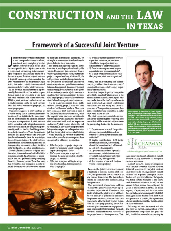 Framework of a Successful Joint Venture | The Chapman Firm | A Balanced ...